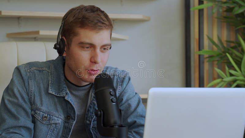 Radio Host Concept - Portrait Handsome Man Sitting in Front of ...