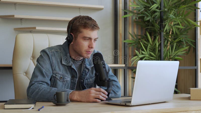 Radio Host Concept - Portrait Handsome Man Sitting in Front of ...