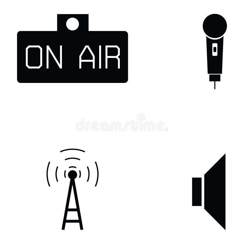 Radio icon set stock illustration. Illustration of equipment - 102685248