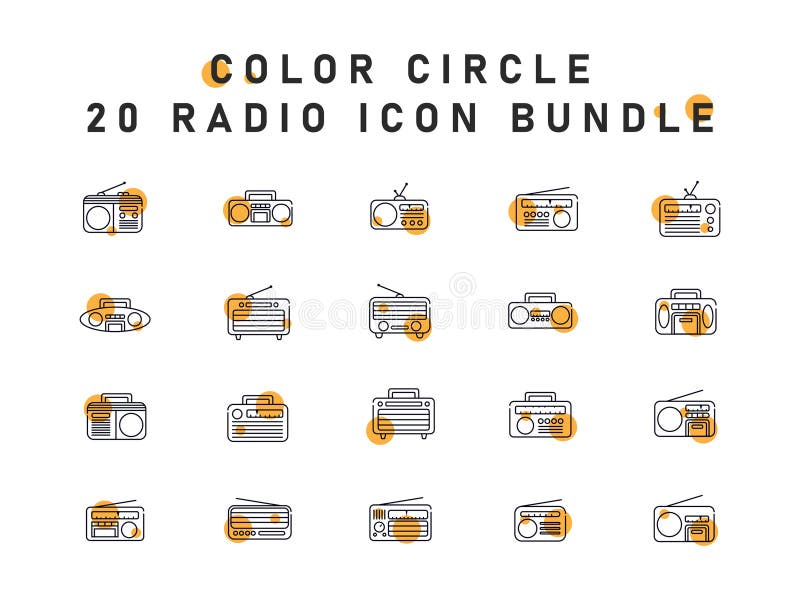 Simple Set of 20 Radio Vector Icons for Web Isolated on White ...