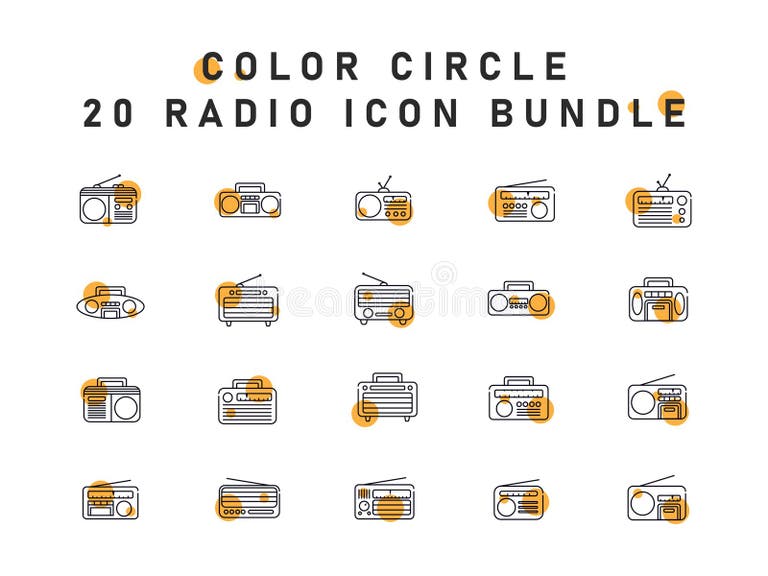 Simple Set of 20 Radio Vector Icons for Web Isolated on White ...