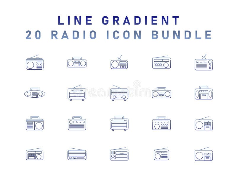 Simple Set of 20 Radio Vector Icons for Web Isolated on White ...