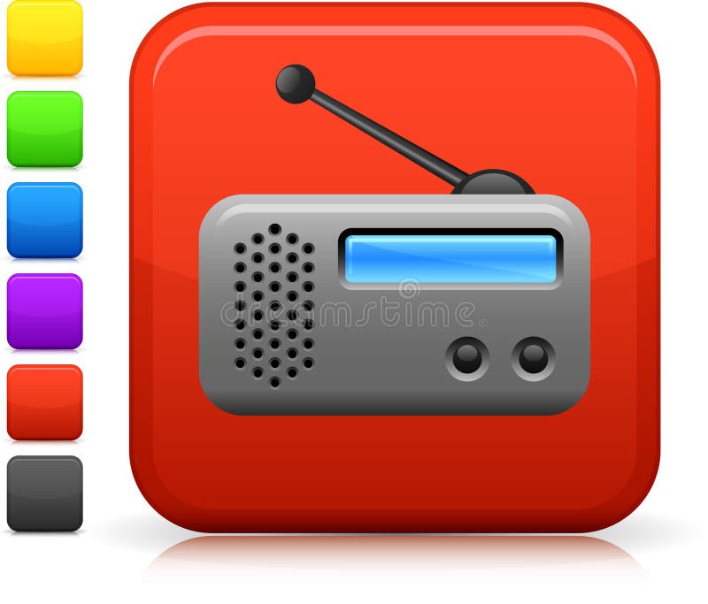 Radio Icon on Square Internet Button Stock Illustration - Illustration ...