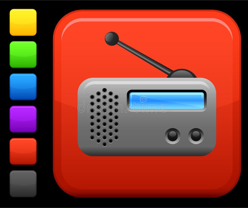 Radio Icon on Square Internet Button Stock Illustration - Illustration ...
