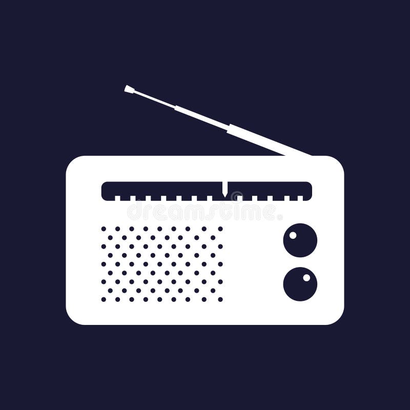 Radio Icon. Vector White Icon On Dark Blue Background. Stock Vector ...