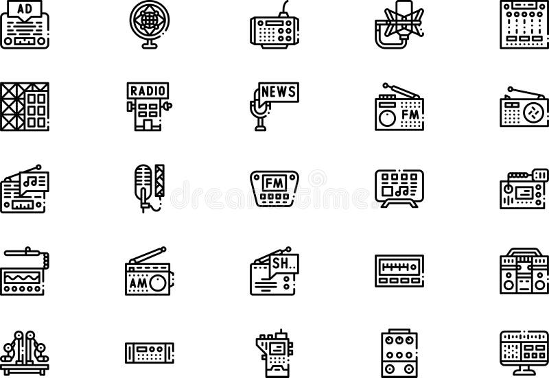 Radio Icons Collection is a Vector Illustration with Editable Stroke ...