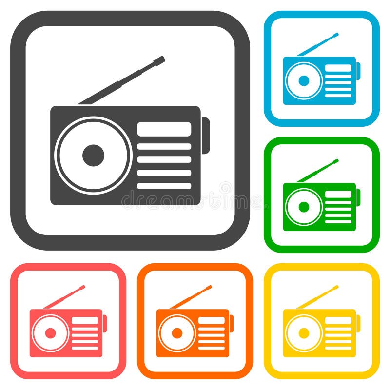 Radio icons set stock vector. Illustration of speaker - 91163292