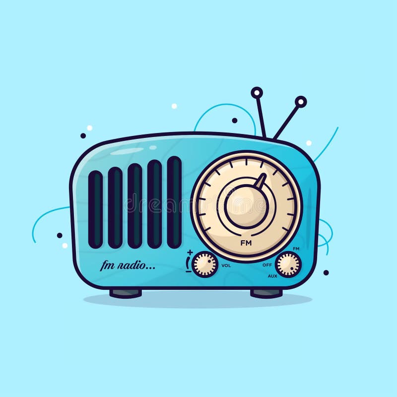 Radio Illustration with Blue Background Stock Illustration ...