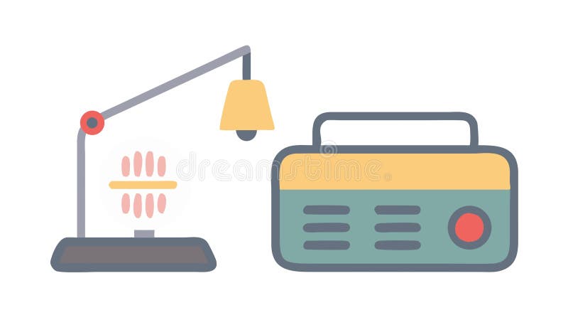 Radio and Lamp Retro Electronics Vintage Media, Vector Design ...