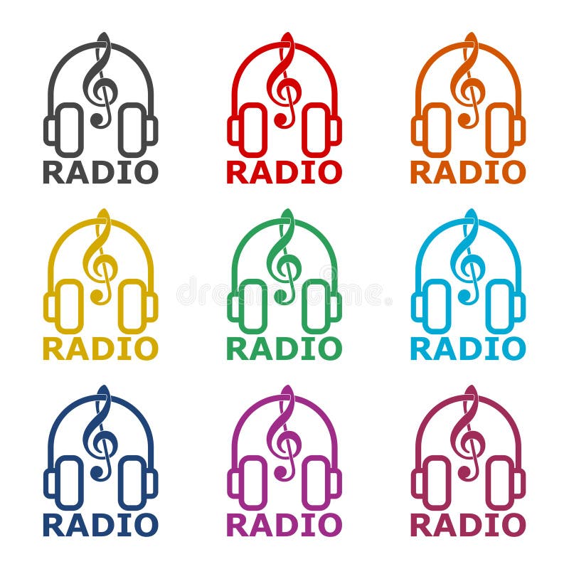 Radio Logo, Radio Icon, Color Set Stock Vector - Illustration of badge ...