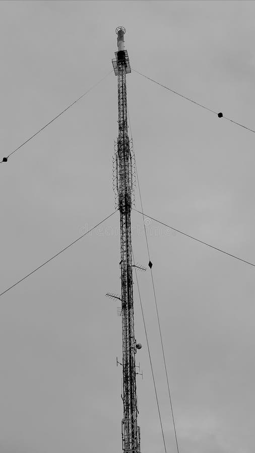 Radio Mast in Black and White Stock Image - Image of black, tallest ...