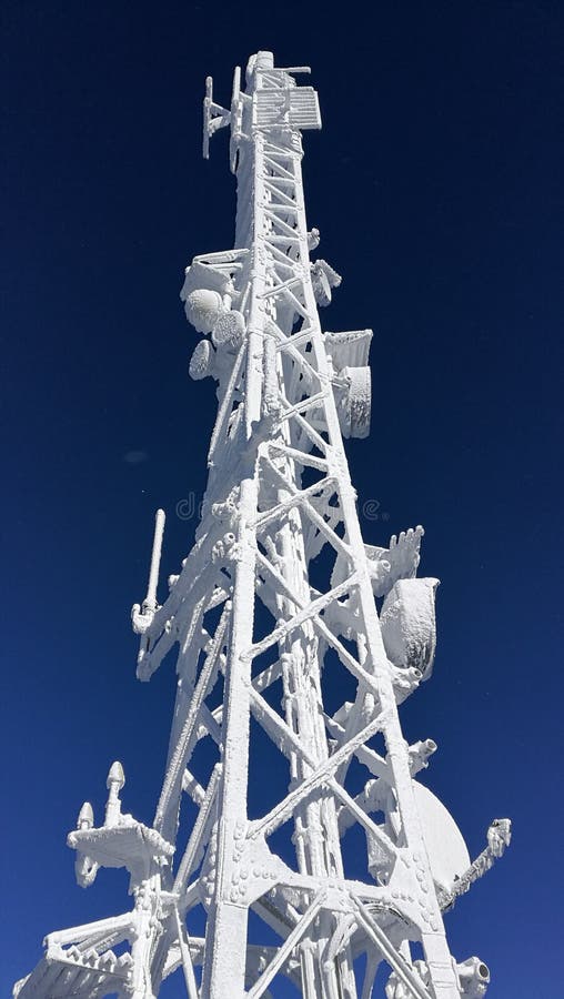 Radio mast with Ice stock photo. Image of cold, radio - 83837862