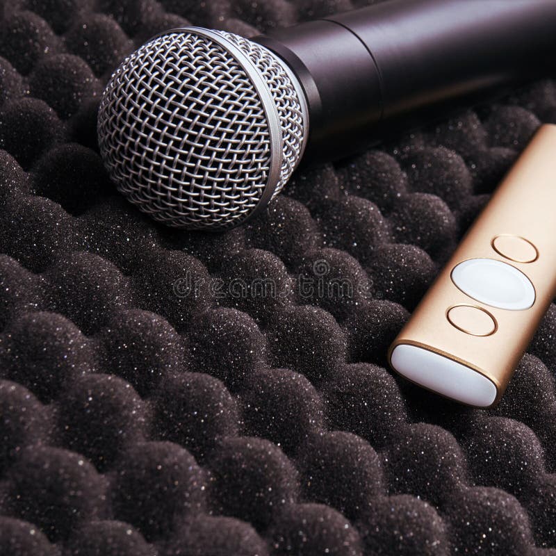 Radio Microphone Item Stand on Foam Grey Rubber Stock Photo - Image of ...