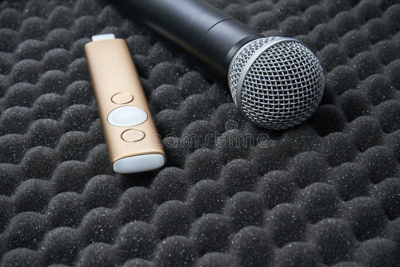 Radio Microphone Item Stand on Foam Grey Rubber Stock Image - Image of ...