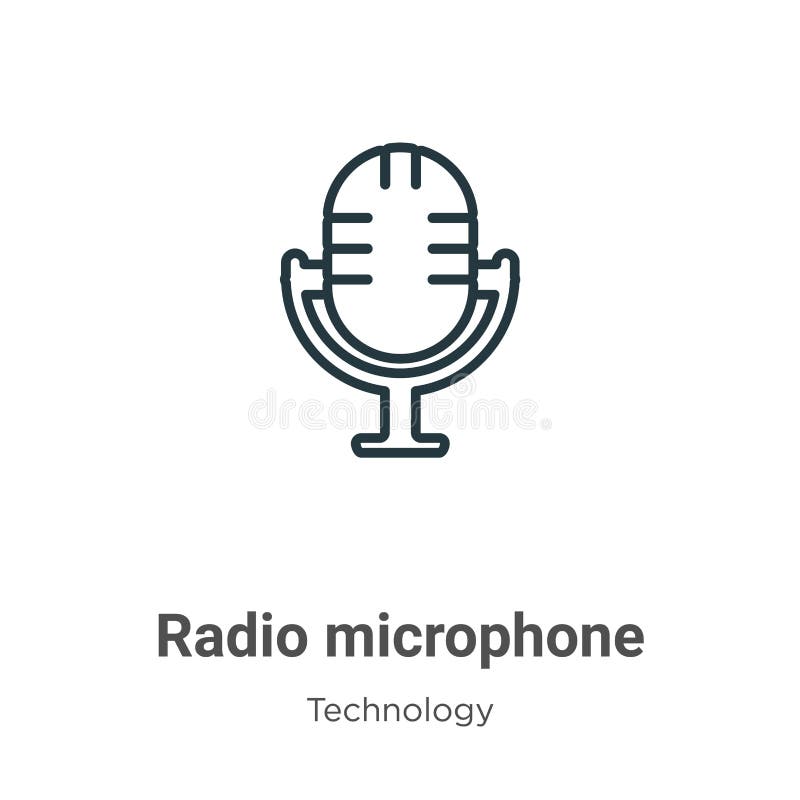 Big Old Microphone Outline Vector Icon. Thin Line Black Big Old ...