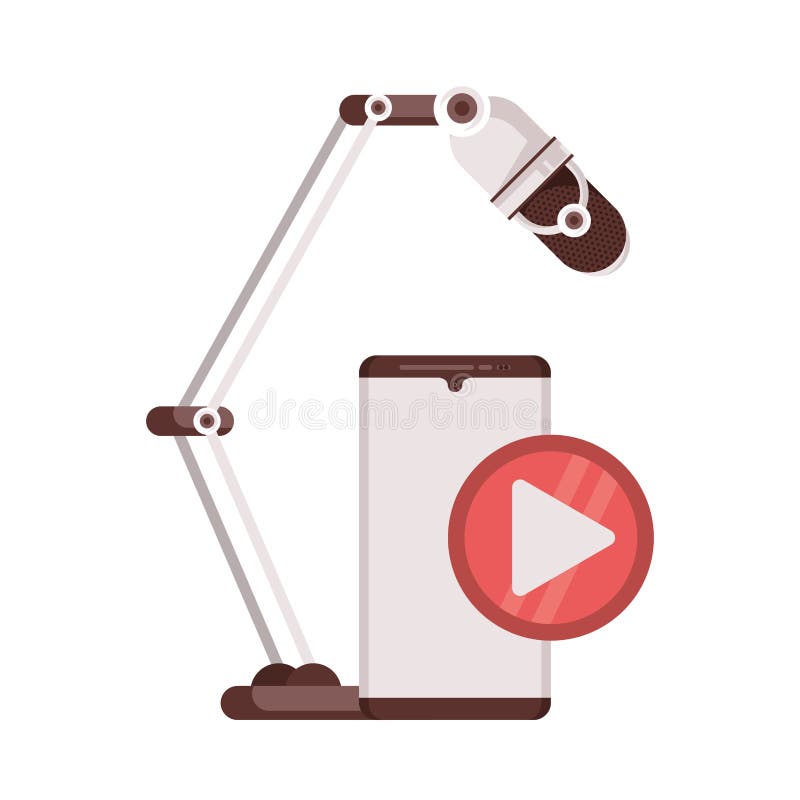 Radio Microphone Retro with Smartphone and Play Button Stock Vector ...