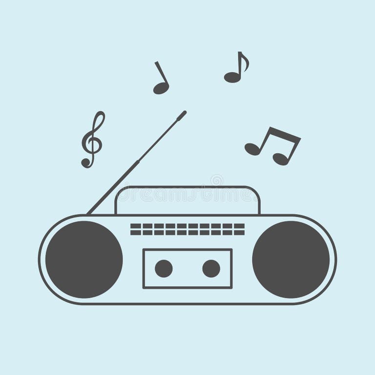 Radio with music notes stock vector. Illustration of notes - 90208917