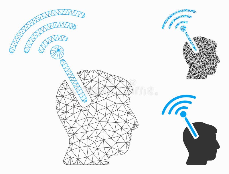 Radio Neural Interface Vector Mesh 2D Model and Triangle Mosaic Icon ...