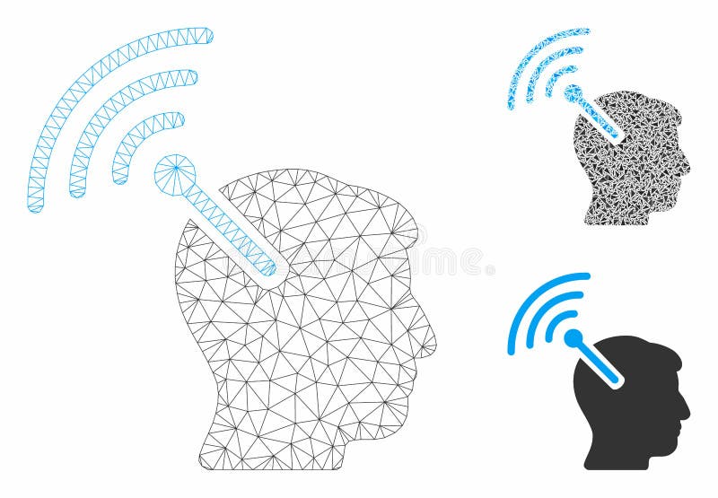 Radio Neural Interface Vector Mesh 2D Model and Triangle Mosaic Icon ...
