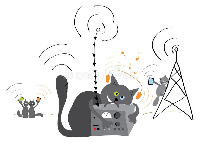Radio Operator Cat Dreams of a New Generation of Technology Stock ...