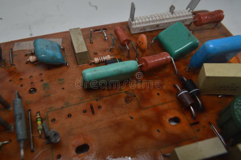 Radio Parts on the Motherboard Information Tracks Stock Image - Image ...
