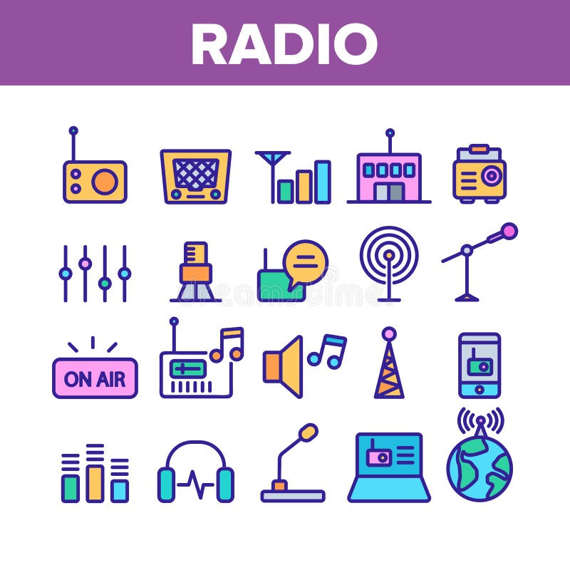 Radio Program Onboarding Icons Set Vector Stock Vector - Illustration ...