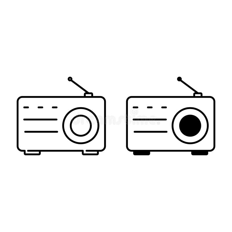 Radio Receiver Outline and Glyph Icons Stock Vector - Illustration of ...