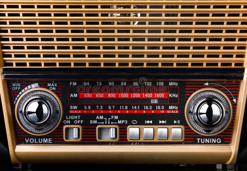 Radio Receiver in Retro Style with Radio Dial and Silver Buttons Stock ...