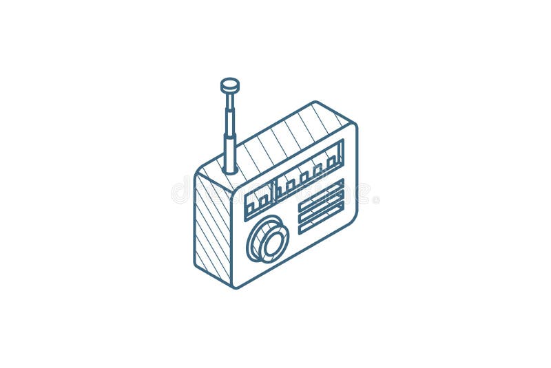 Radio Receiver, Station Isometric Icon. 3d Line Art Technical Drawing ...