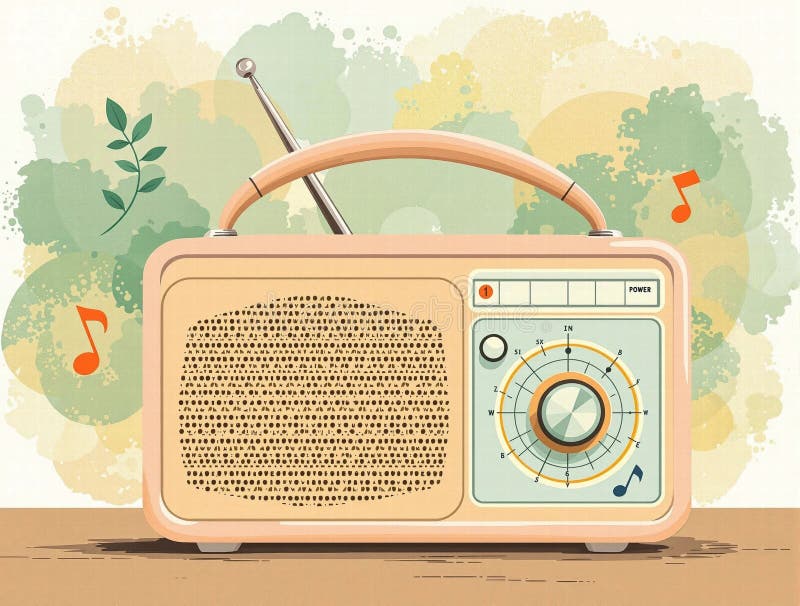 A Radio with a Remote Control is Sitting on a Table Stock Illustration ...