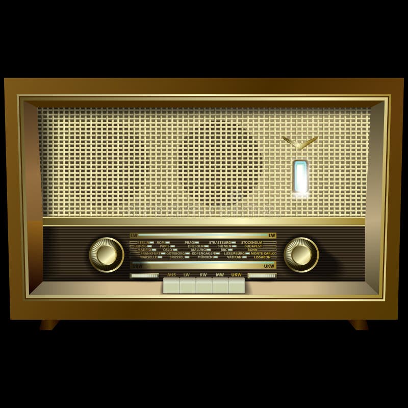 Radio Retra Aislada En Fondo Negro Ilustración del Vector - Ilustración ...