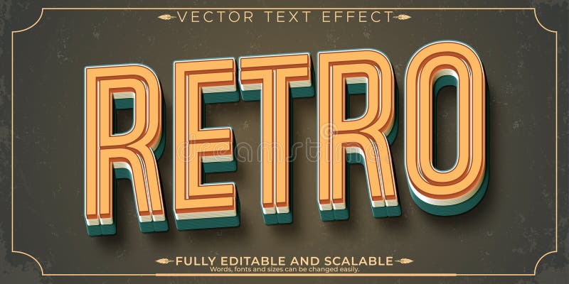Radio Retro Text Effect, Editable Vintage and Old Text Style Stock ...