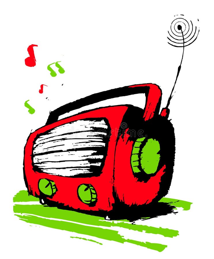 Radio rossa illustrazione vettoriale. Illustrazione di intrattenimento ...