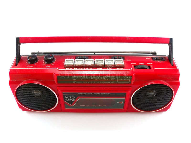 Radio rouge de cassette image stock. Image du enregistreur - 44242201