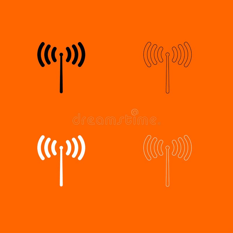 Radio Signal Black and White Set Icon . Stock Vector - Illustration of ...