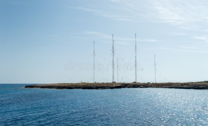 Radio Station, Cape Greco, Cyprus Stock Image - Image of medium ...