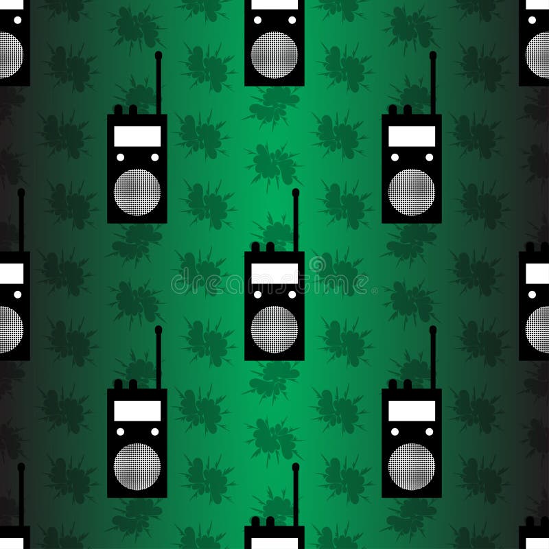 Radio Station On Green Background Seamless Vector Pattern Stock Vector ...