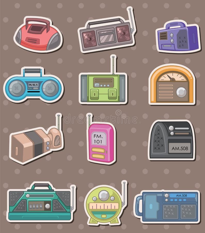 Radio stickers stock vector. Illustration of doodle, rock - 24585580