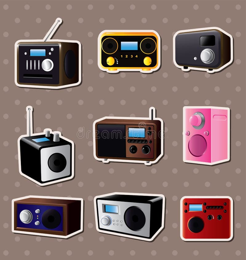 Radio stickers stock vector. Illustration of broadcasting - 24617244