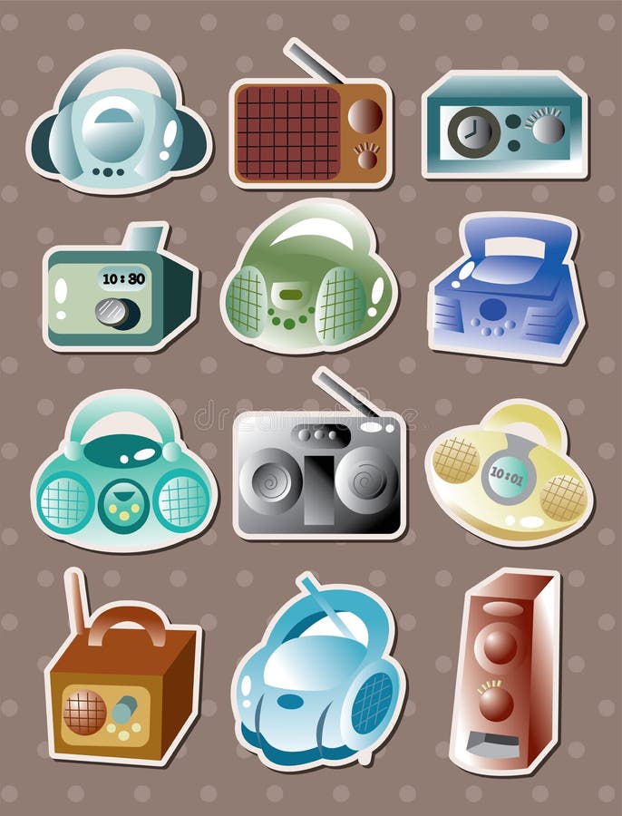 Radio stickers stock vector. Illustration of color, audio - 26781161