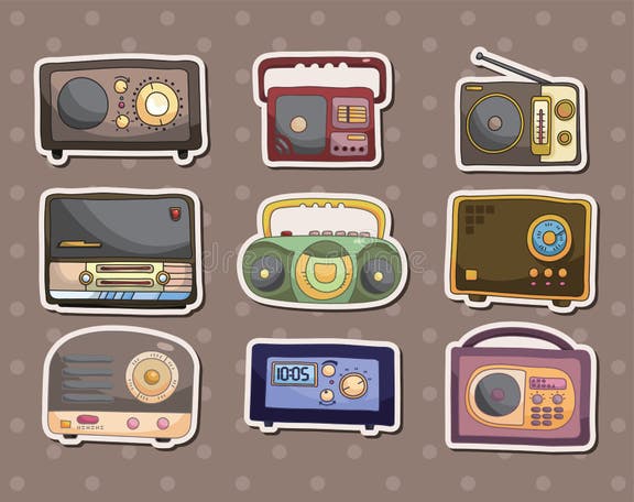 Radio stickers stock vector. Illustration of retro, isolated - 26939410