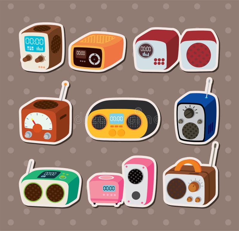 Radio stickers stock vector. Illustration of broadcasting - 27133057
