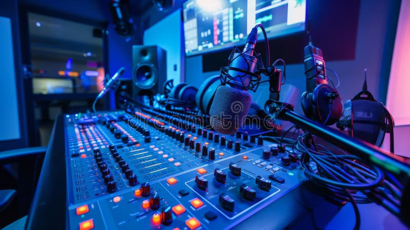 Radio Studio Mixer Close Up Stock Photo - Image of equipment, streamer ...