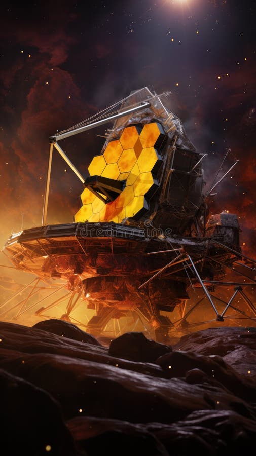 Radio Telescope in Outer Space on Orbit of Planet. Satellite for ...