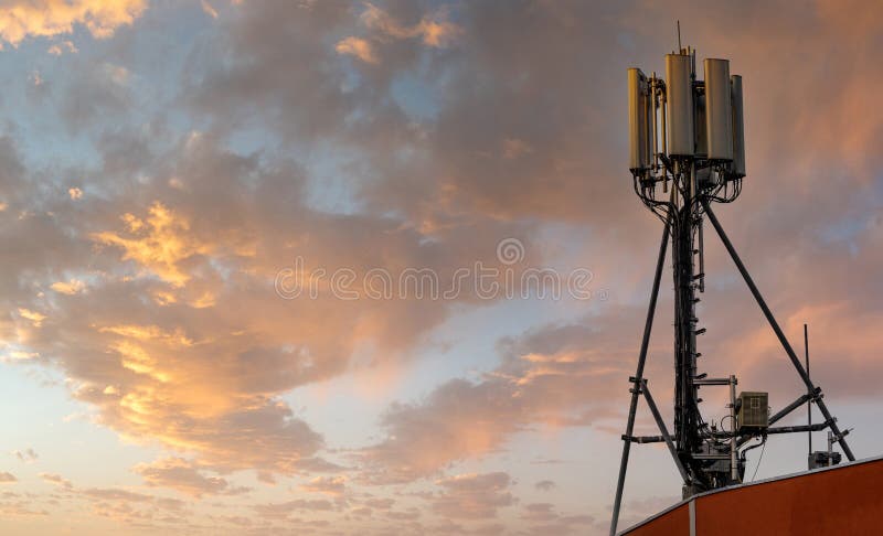 Radio and Television Mast with Mobile Telephony Antennas Stock Photo ...