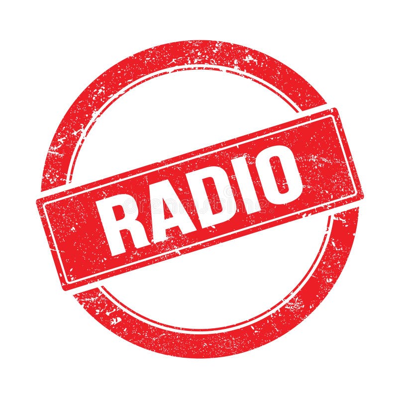 RADIO Text on Red Grungy Round Stamp Stock Illustration - Illustration ...