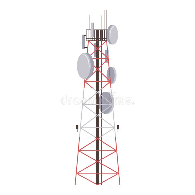 Radio Tower with Antenna, Broadcasting Equipment Stock Vector ...