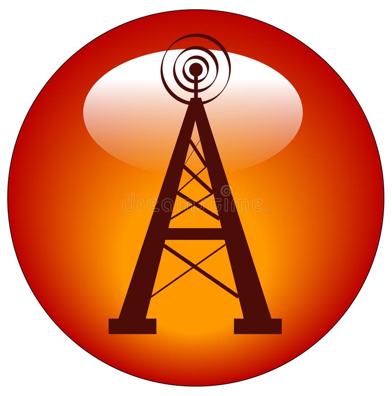 Radio tower button or icon stock vector. Illustration of ...