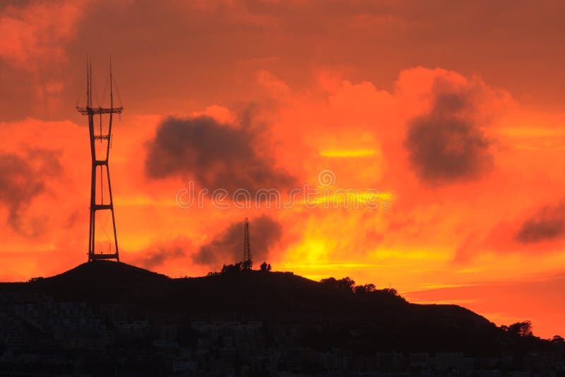 Radio Tower, Clouds and Sunset Stock Image - Image of clouds, tall ...