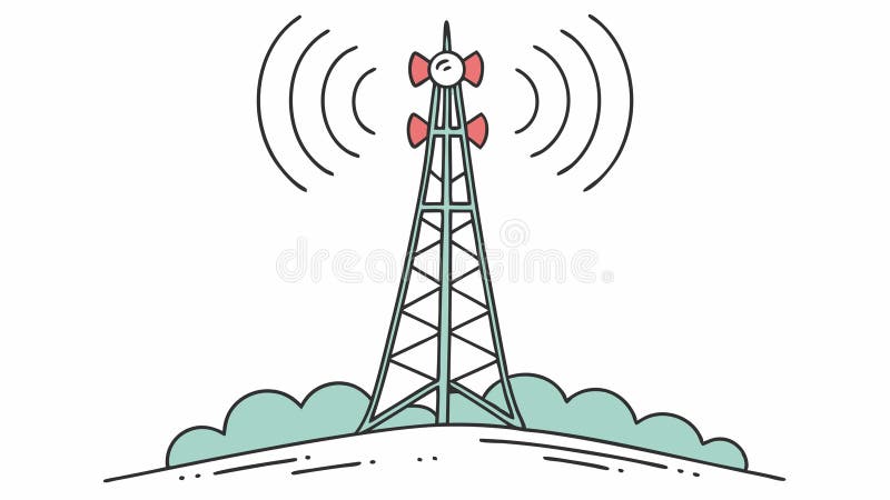 Radio Tower Communication Illustration, Vector Design Generative AI ...